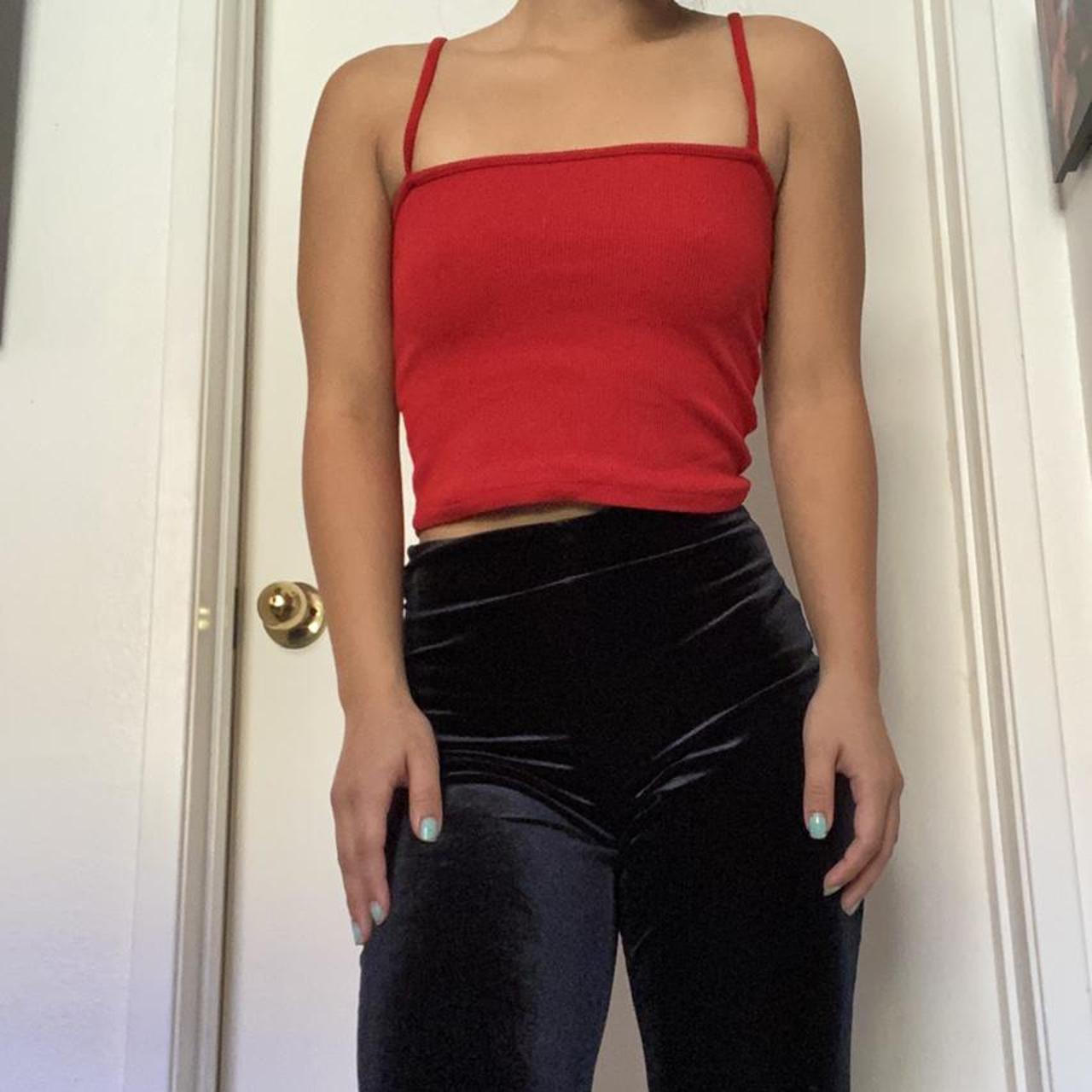 BRANDY TANK - bright red, great condition - ribbed... - Depop