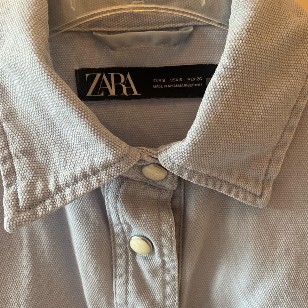 Zara - sky blue shacket with belted waist. Worn a... - Depop