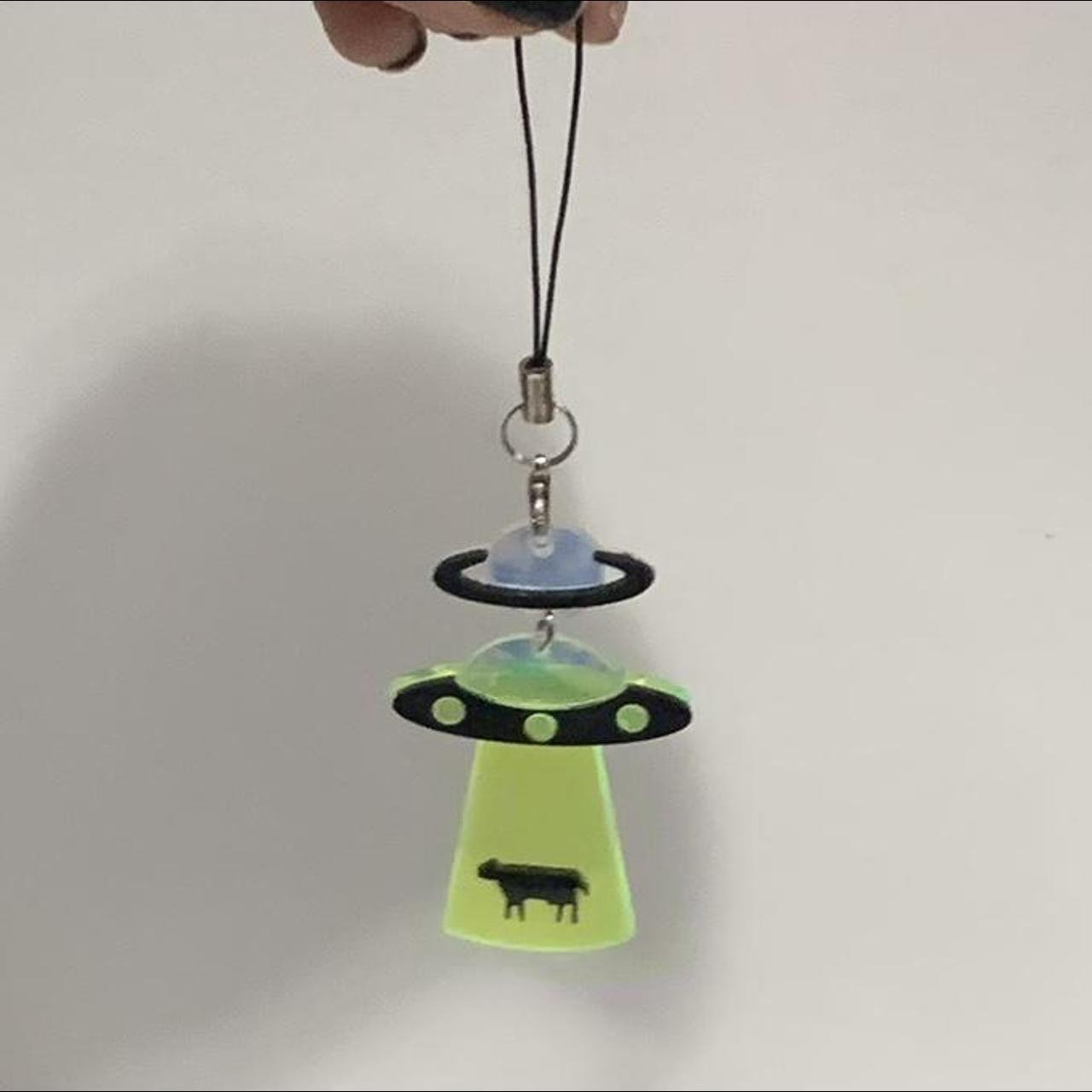 Tiny cow alien UFO abduction keychain 🛸UFO... - Depop