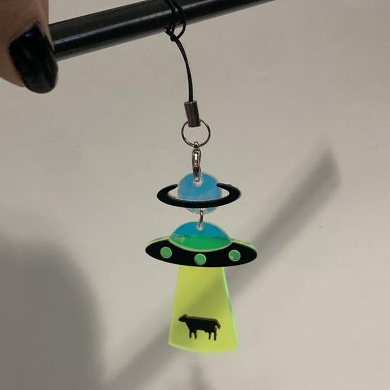 Tiny cow alien UFO abduction keychain 🛸UFO... - Depop