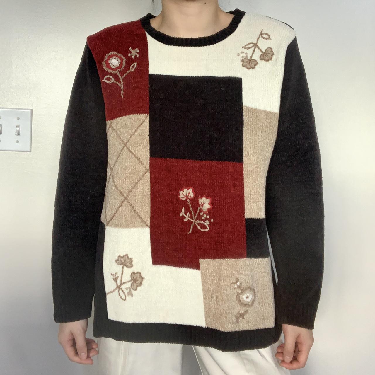 Vintage patchwork sweater 🍊cottagecore patchwork... - Depop