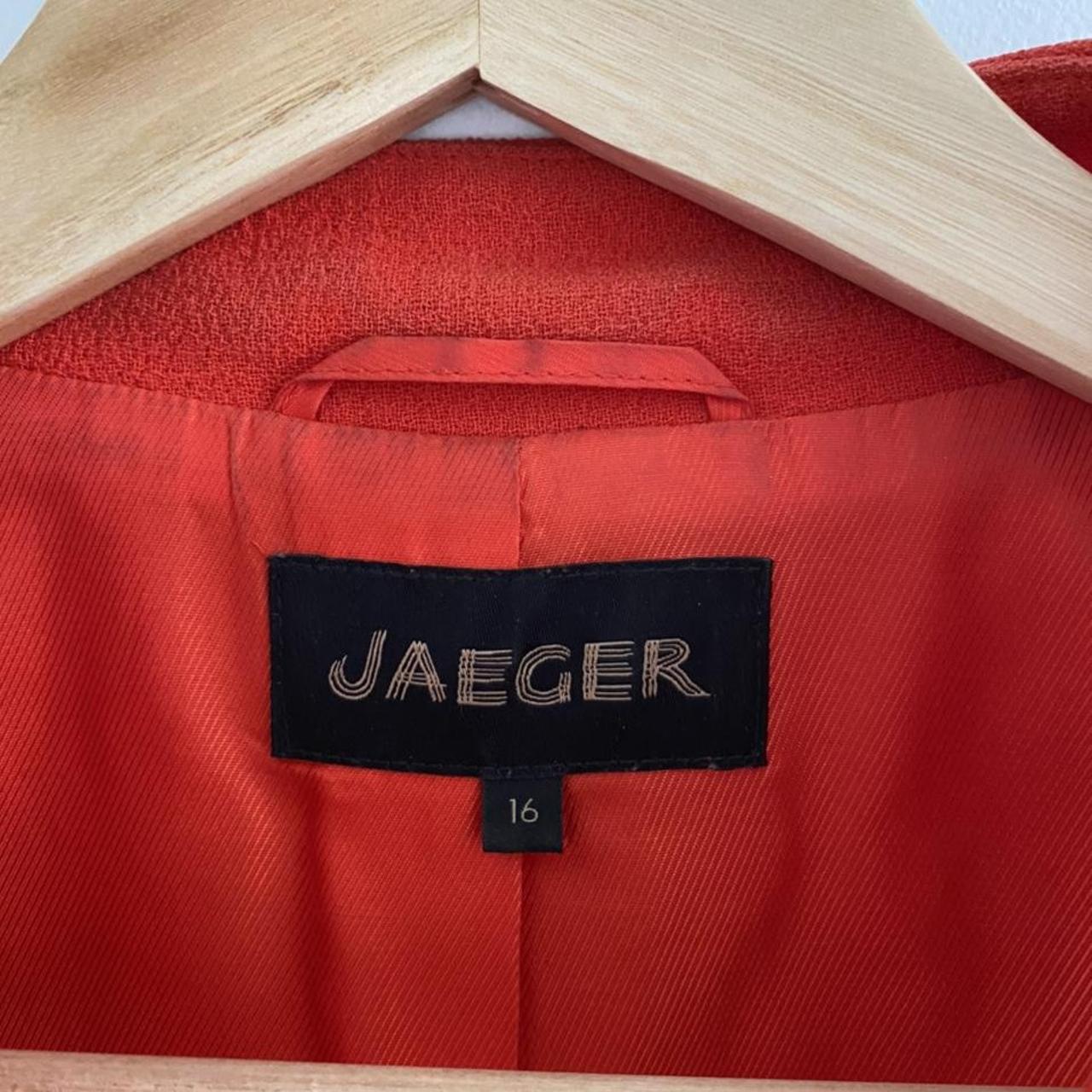 Jaeger red short blazer. Gold zips on pockets.... - Depop