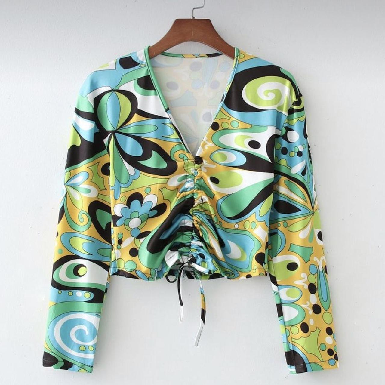 Zara 70s pattern padded crop top Worn once so great... - Depop