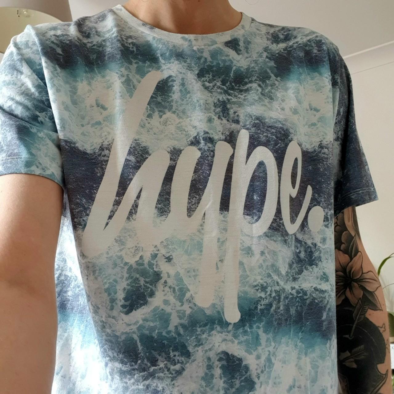 Hype T-Shirt Full body crashing wave print Slim... - Depop