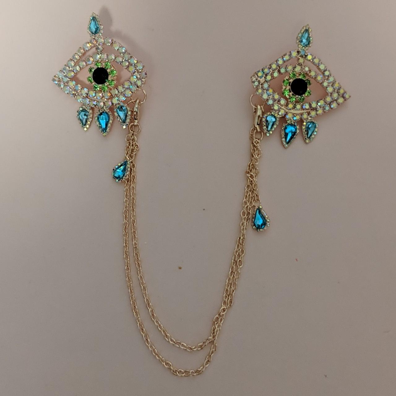 #rhinestone #eyes #lapel pins gorgeous and hit the... - Depop