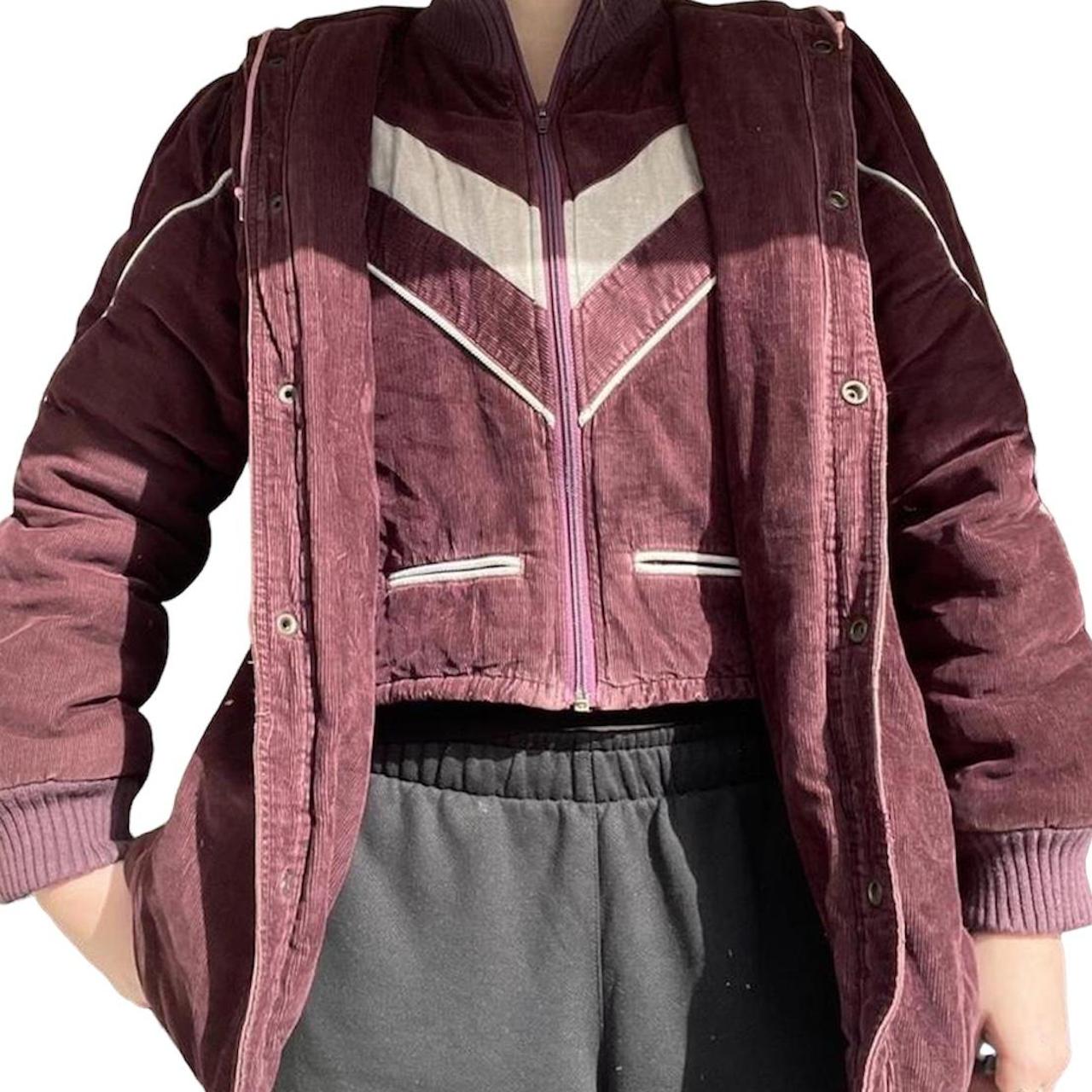 Women's Burgundy and Cream Jacket | Depop