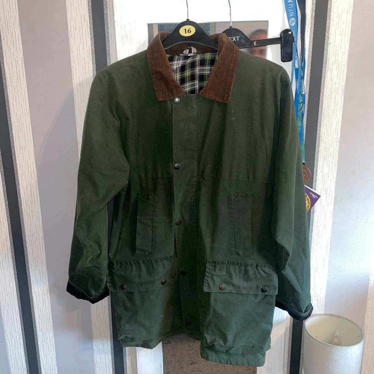 Reclaimed vintage green wax jacket Size Small... - Depop