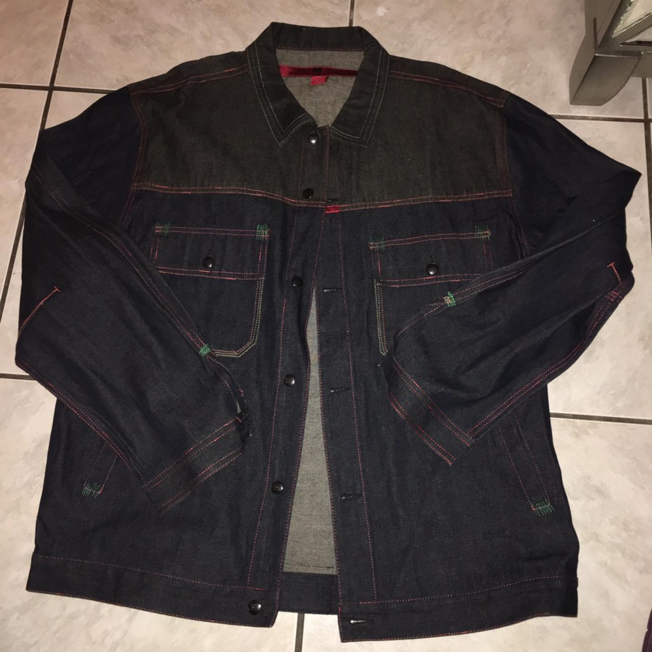 Le Jean de Marithe Francois Girbaud Men's Blue Jacket | Depop