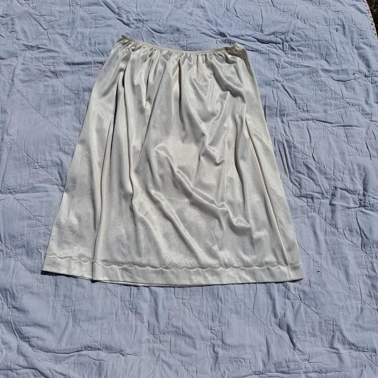 Large vintage cream-colored slip skirt. Great... - Depop