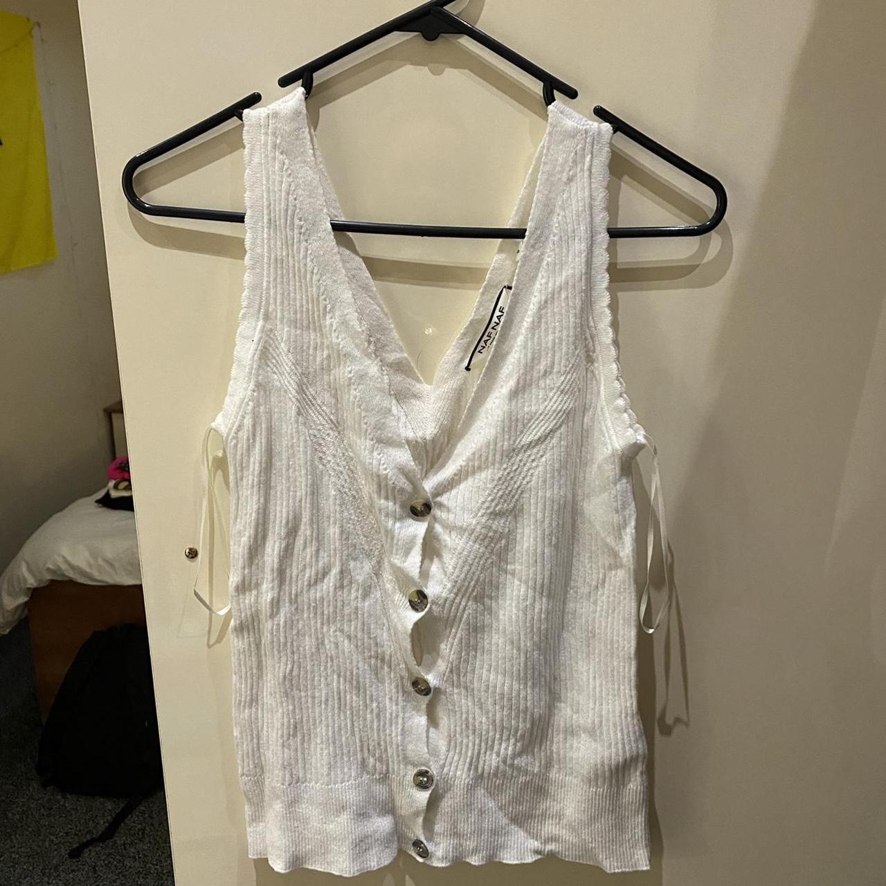 Gorgeous vintage white knitted vest Lacey patterned... - Depop