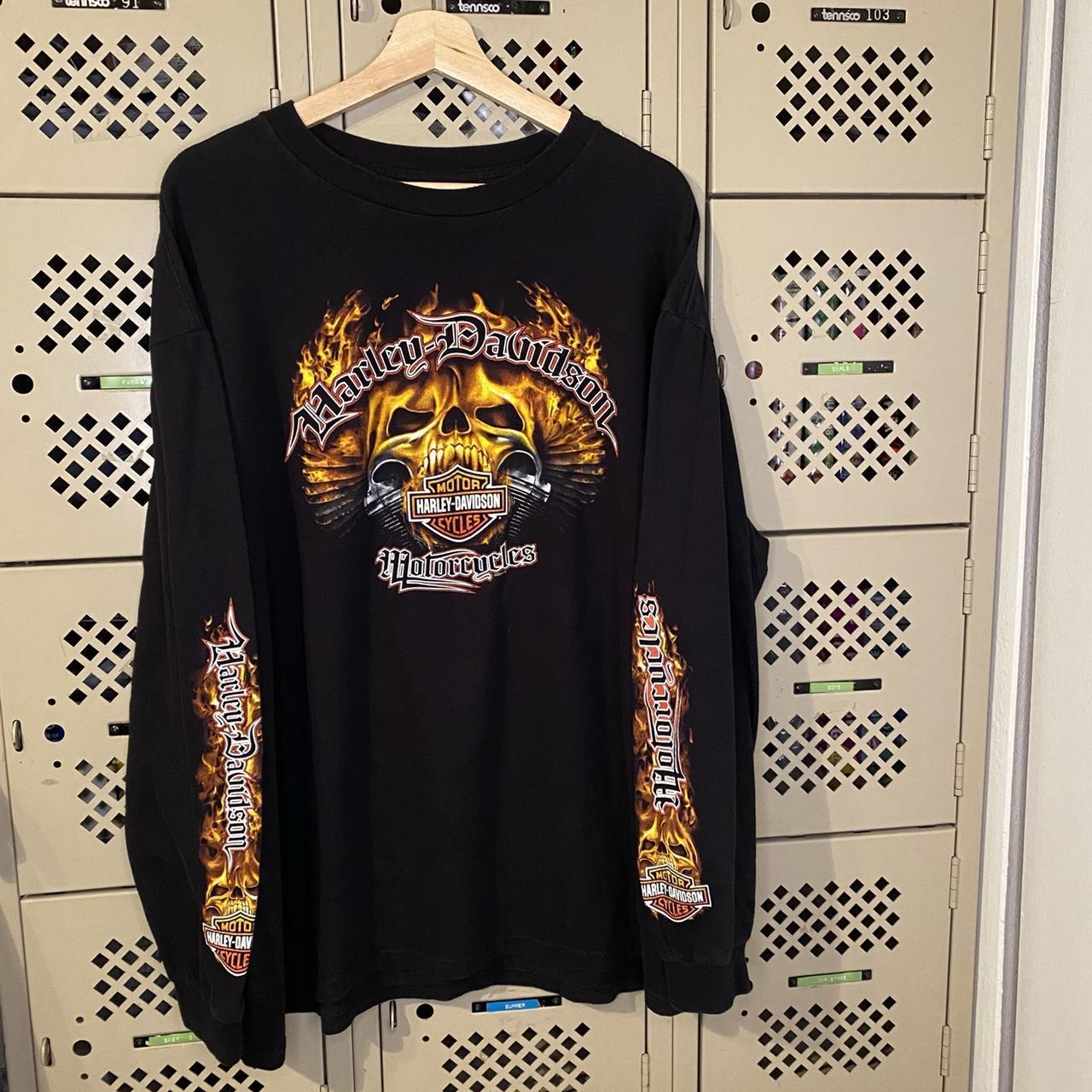 Super sick long sleeve Harley tee! Insane flame and... - Depop