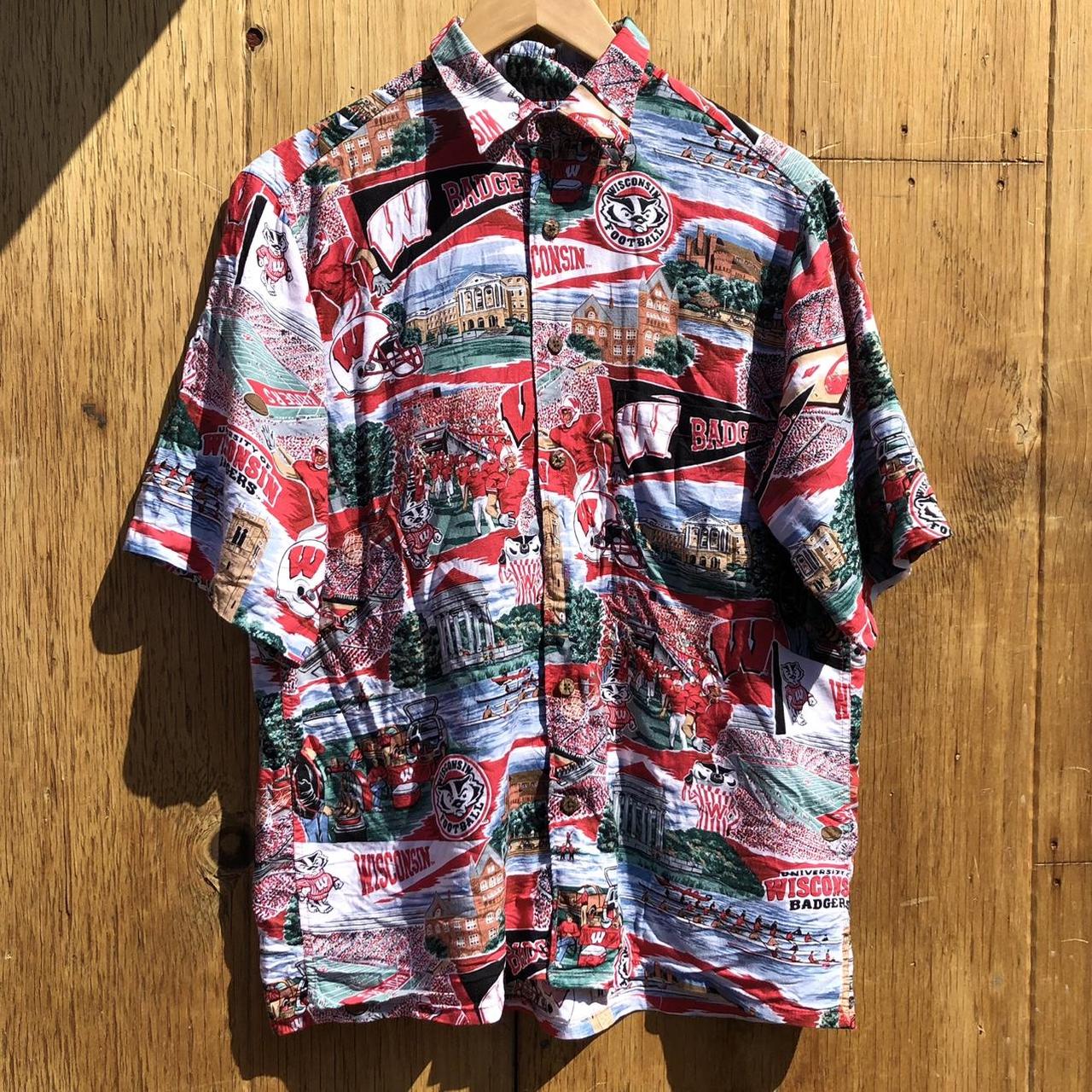 Vintage Wisconsin Badgers Button Up No stains or... - Depop