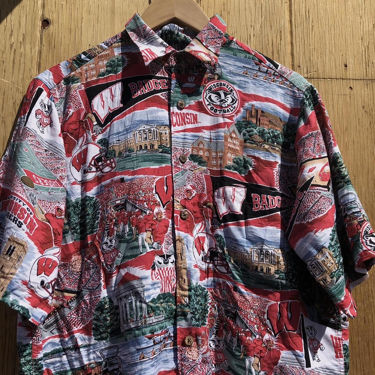 Vintage Wisconsin Badgers Button Up No stains or... - Depop