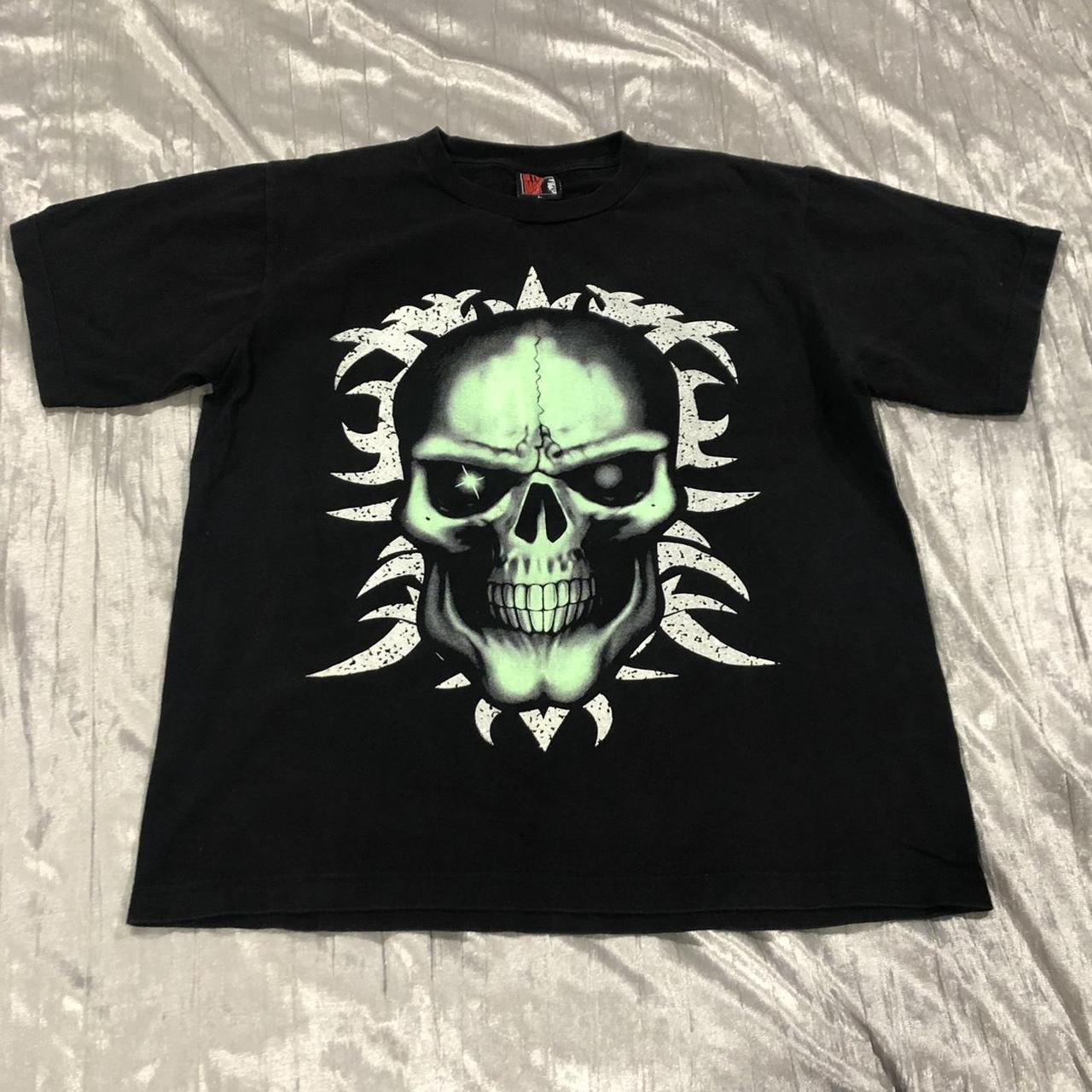Y2k Cyber Skulls Shirt Details are beautiful Size... - Depop
