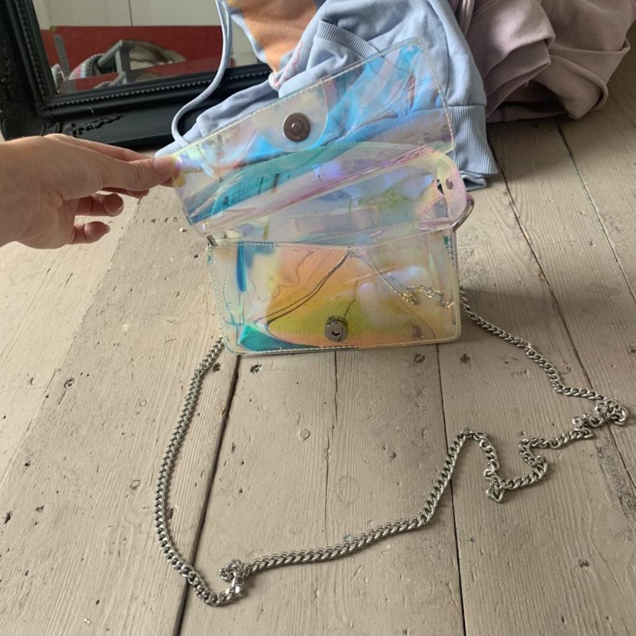 Iridescent clear Zara shoulder/hand bag 🌈 -fab... - Depop
