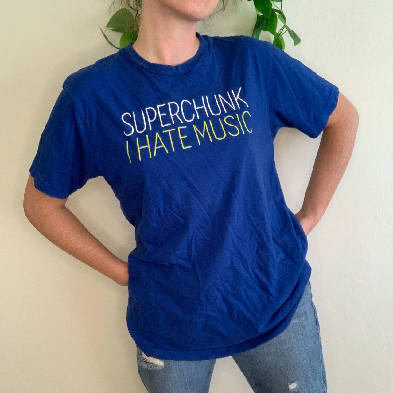 Superchunk I Hate Music tee Bright blue tshirt with... - Depop