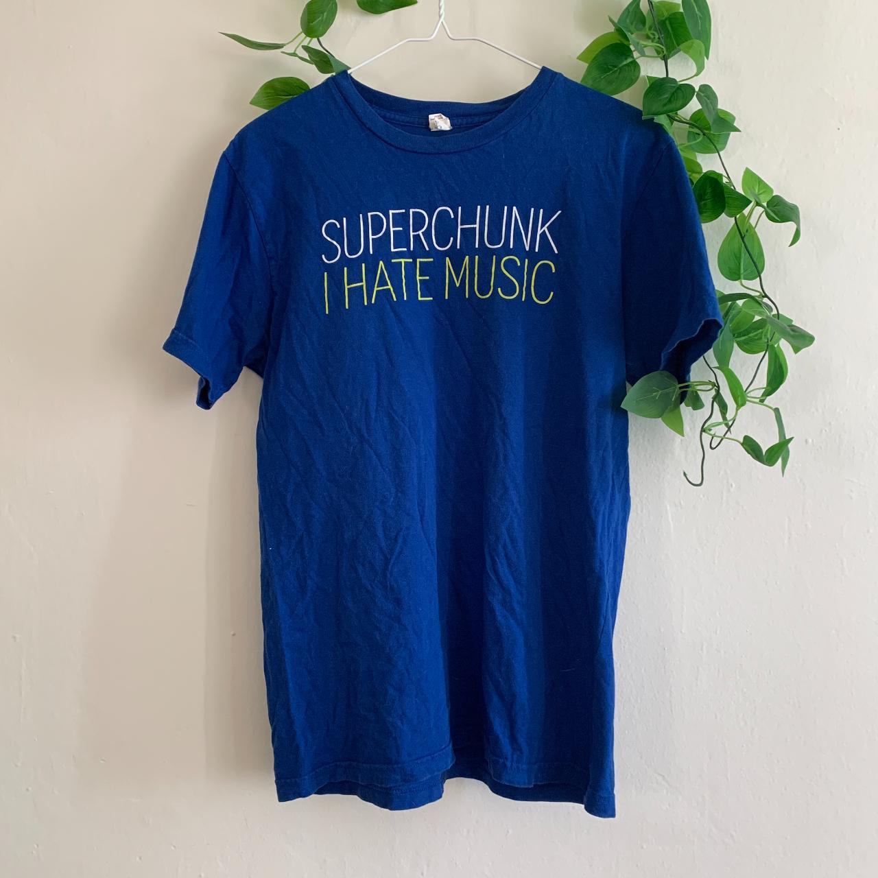 Superchunk I Hate Music tee Bright blue tshirt with... - Depop