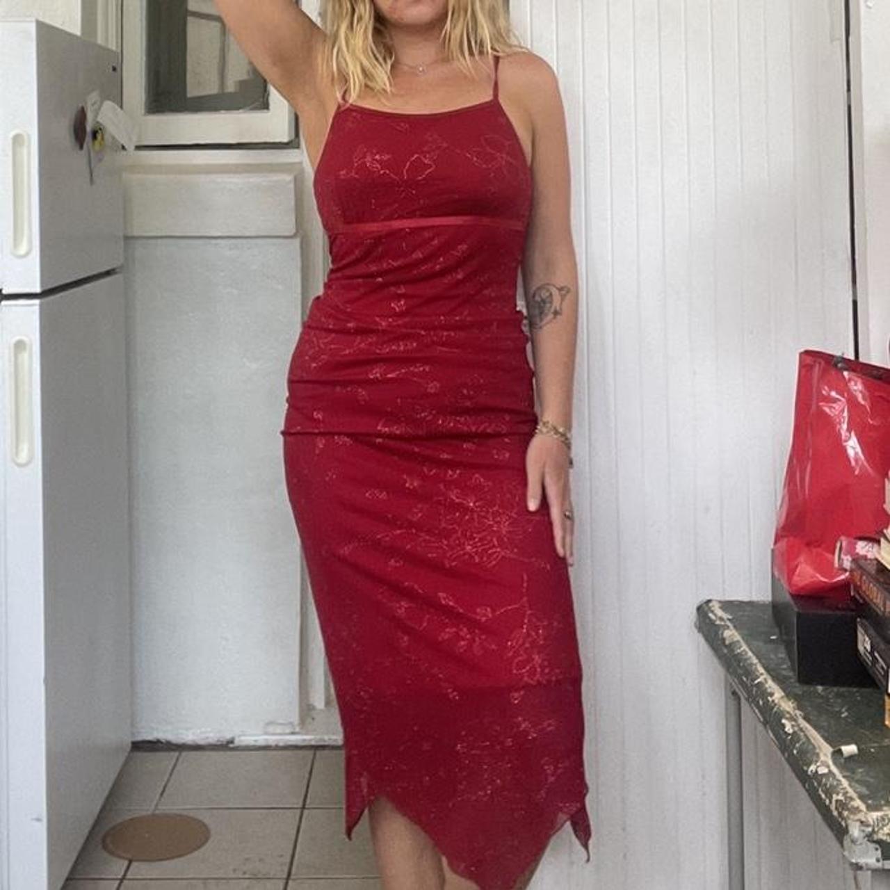 vintage candy rocket red midi dress gothic red... - Depop