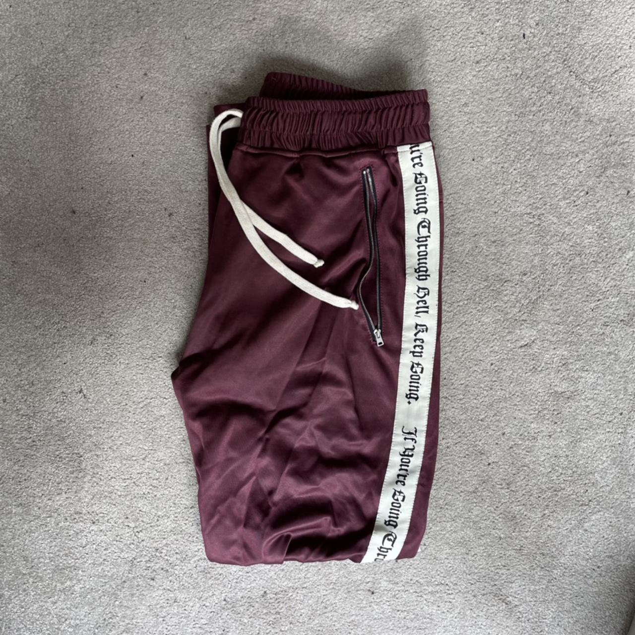 Represent joggers in burgundy. Size XL but fits a M.... - Depop