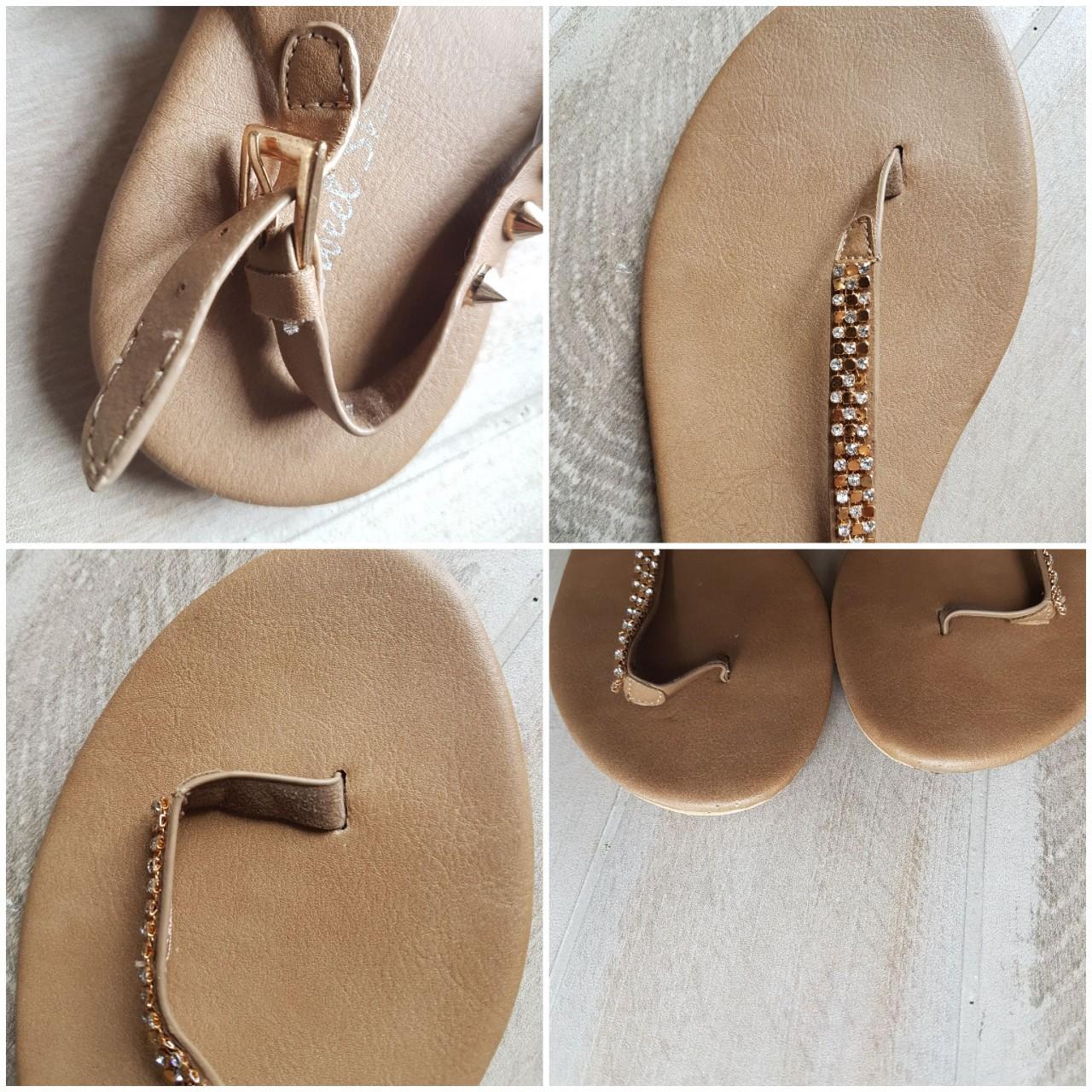 Sandali sweet shoes, beige con borchie dorate. Molto... - Depop