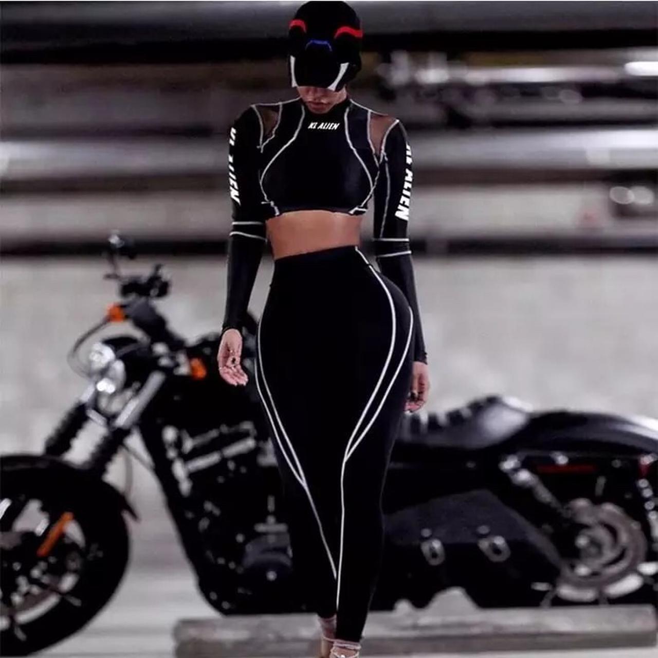 KL Alien High Neck Long Sleeve Crop Top Gym Workout... - Depop