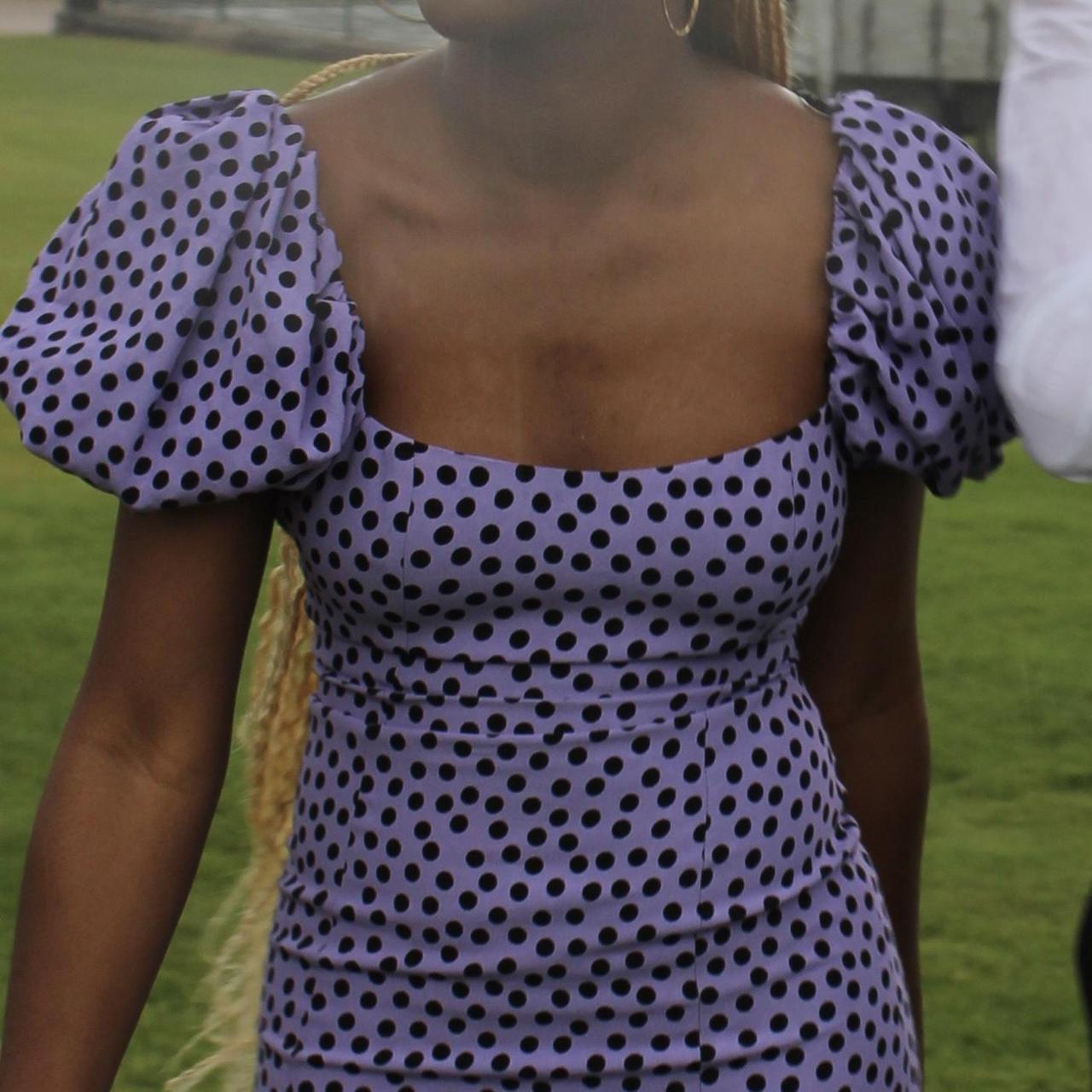 Purple Polka Dot dress from Zara. Worn once Will... - Depop