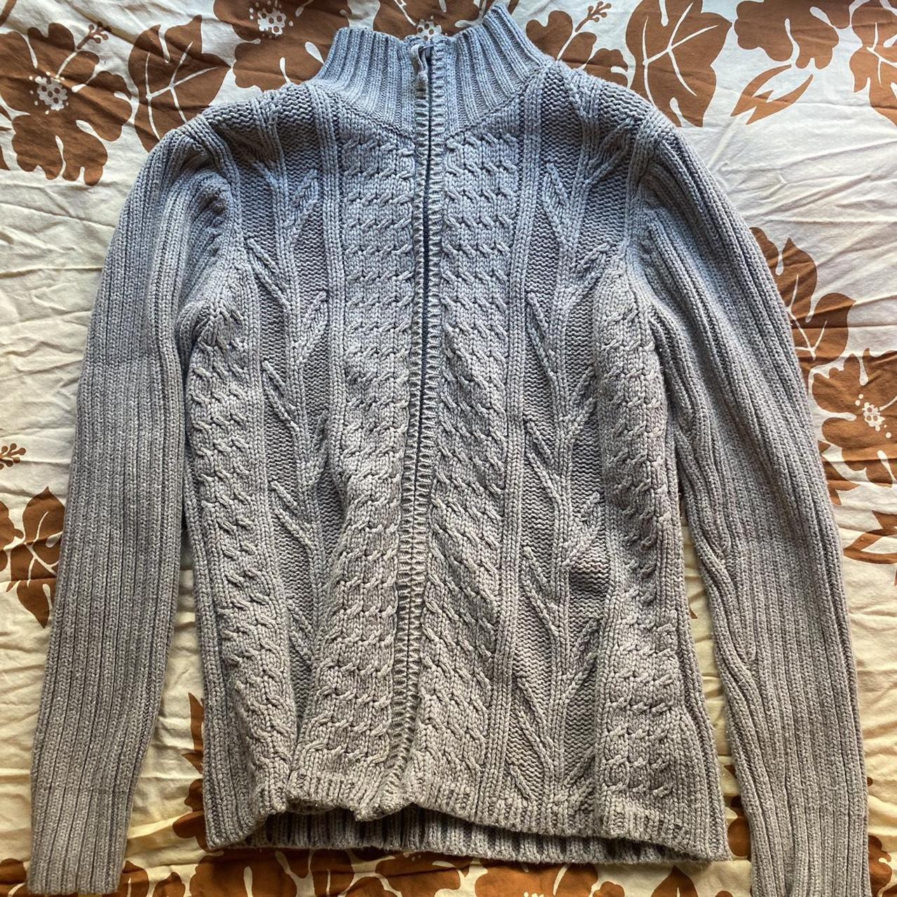 vintage zip up knit sweater - Depop
