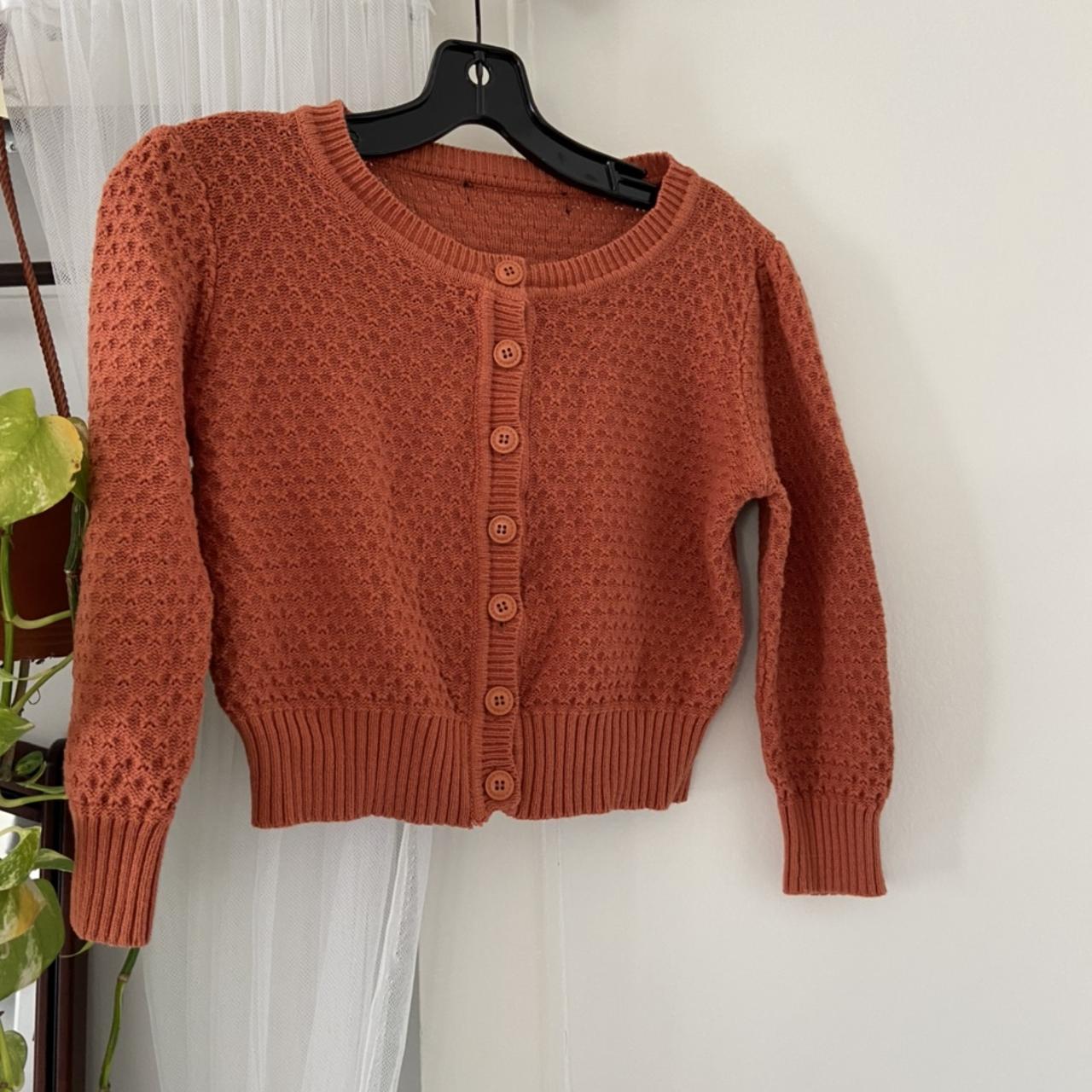 Burnt orange vintage cropped cardigan perfect for... - Depop