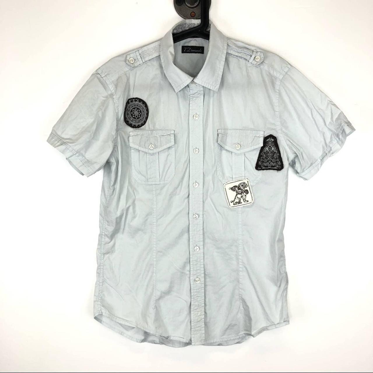 7 diamonds light blue button front shirt boho... - Depop