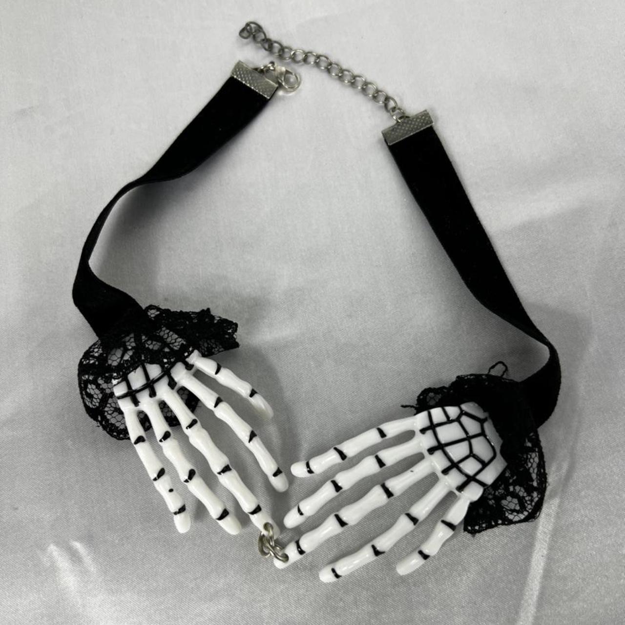 Skeleton hands clasped gothic choker 🦴 great... - Depop