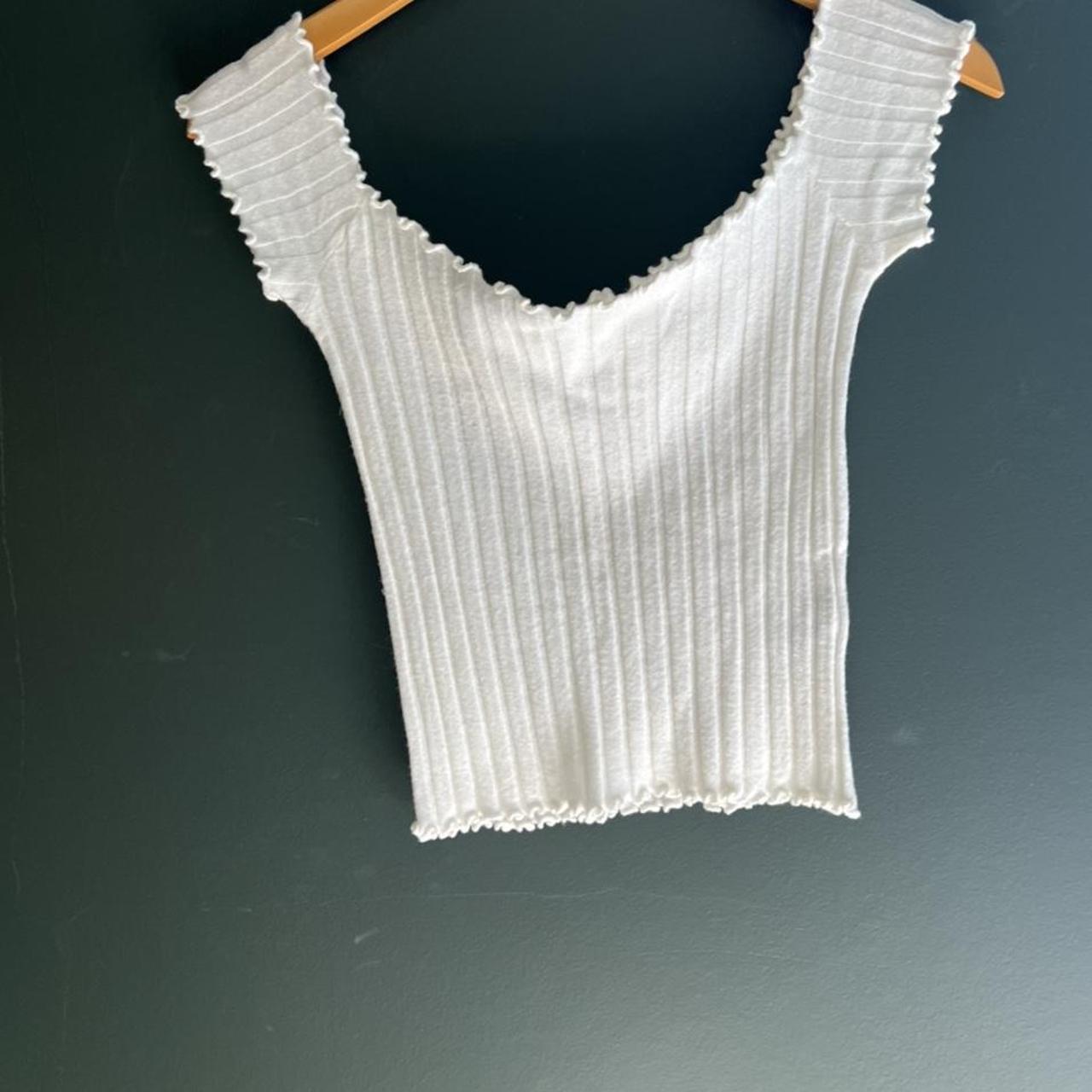 Beautiful wool white square neck t-shirt. From... - Depop