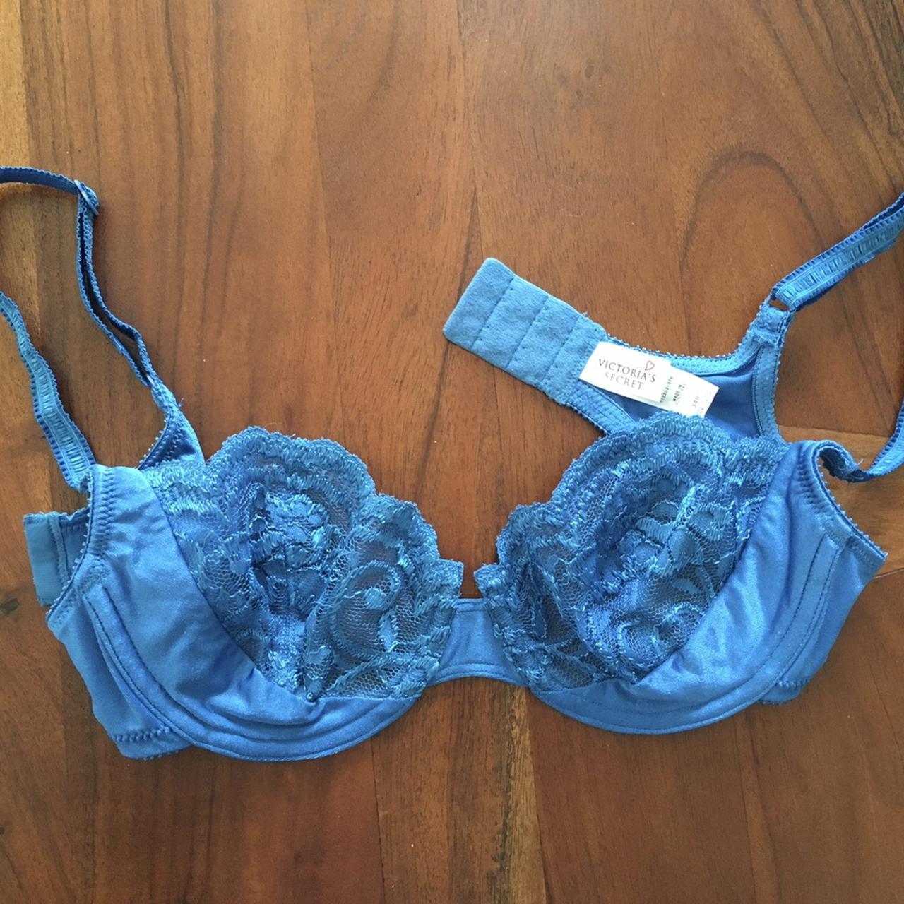 New old stock bright blue lace unlined Demi bra 34B.... - Depop