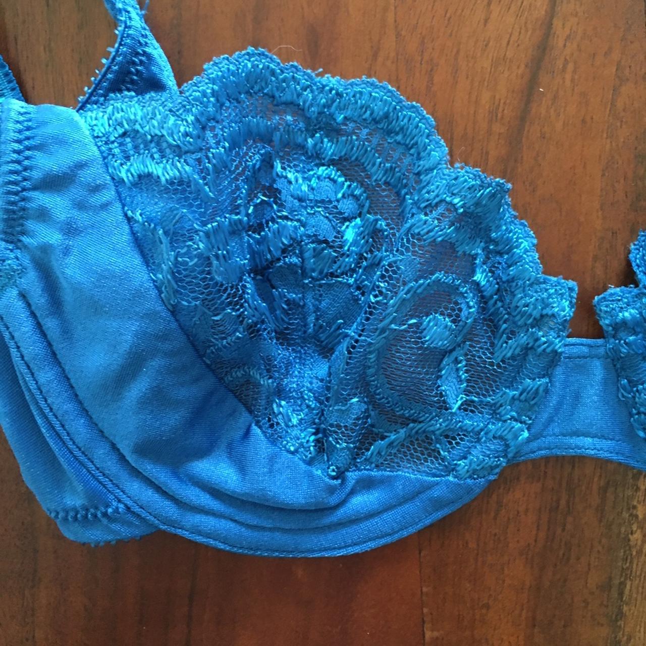 New old stock bright blue lace unlined Demi bra 34B.... - Depop