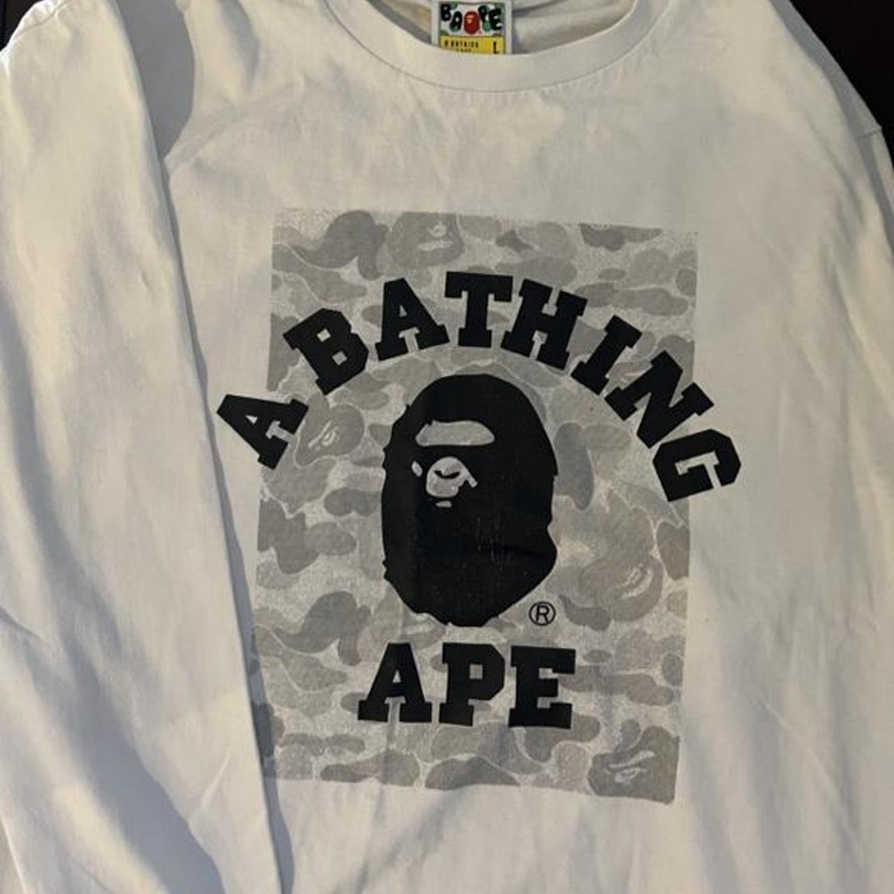 A Bathing Ape White Jumper Only Been Worn Once Or... - Depop