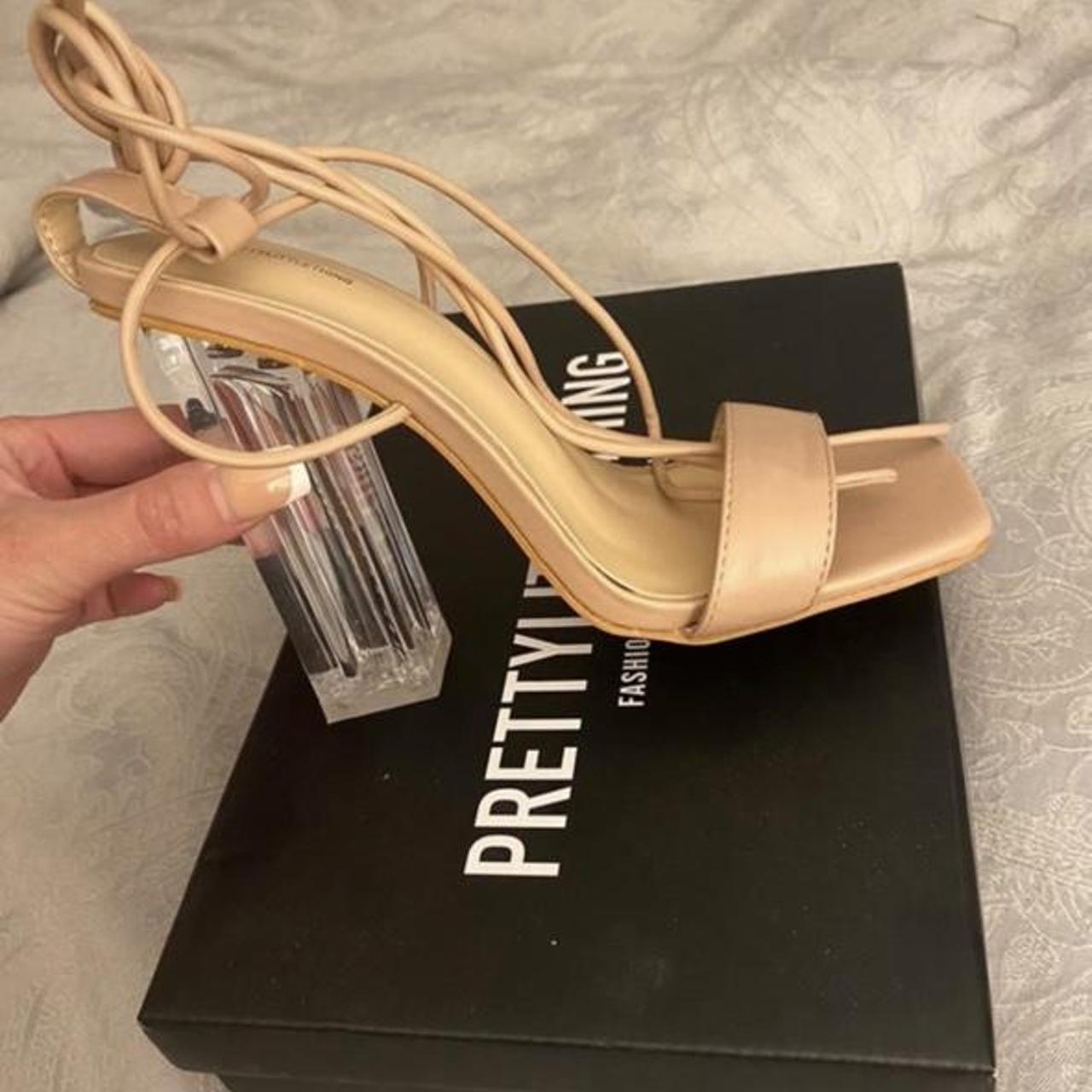 Pretty little thing Perspex nude heels Size 3 Brand... - Depop