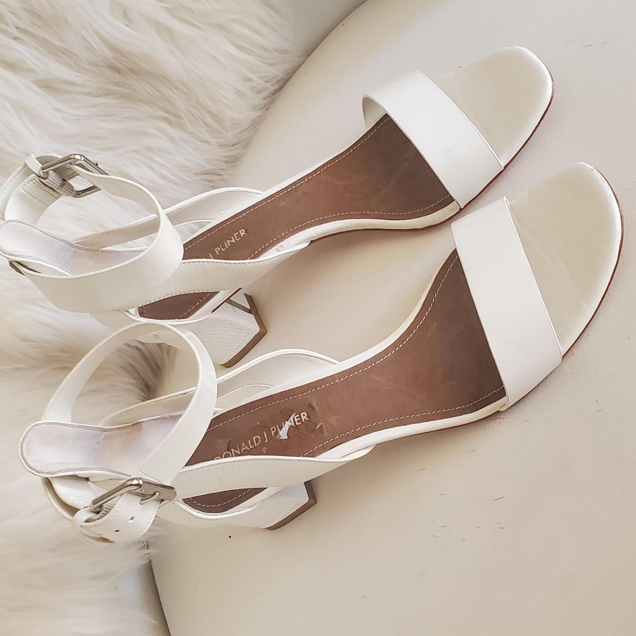 Vintage 100% leather while block heel sanders .Brand... - Depop