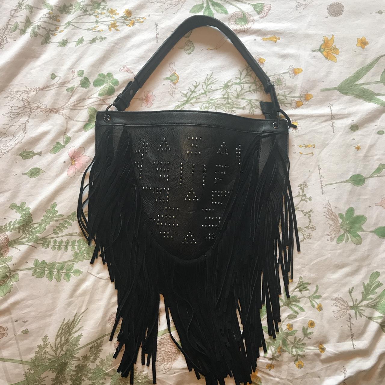 PRIMARK ATMOSPHERE BLACK FRINGE BAG SUEDE FRINGE... | Depop