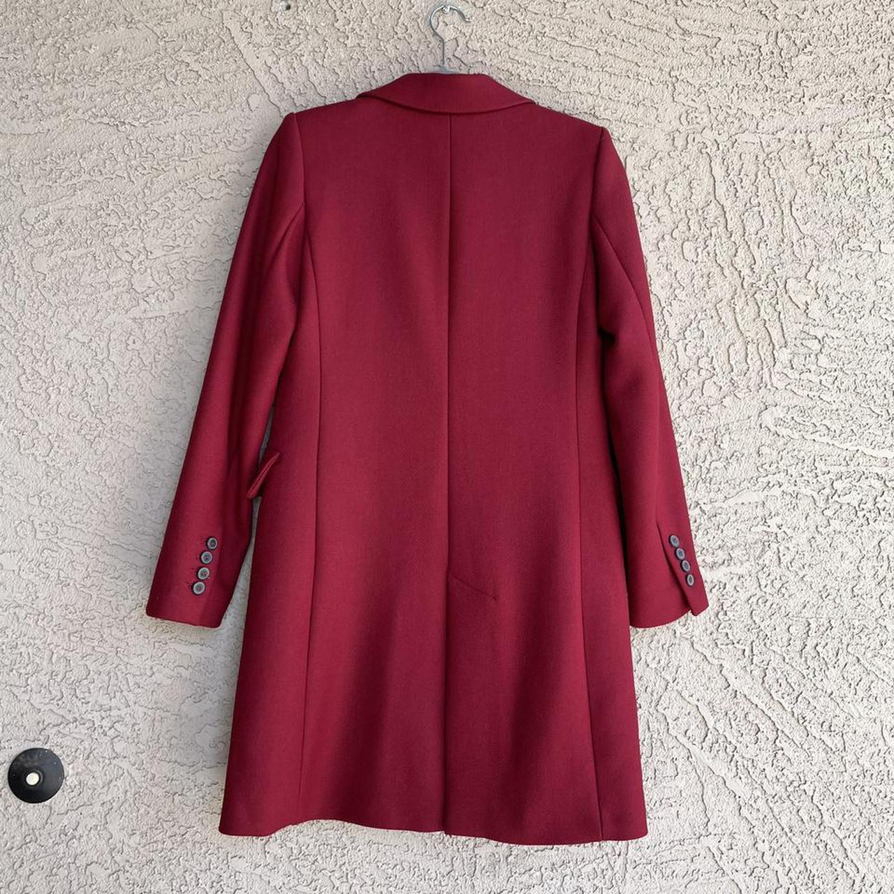 ZARA Woman Deep Burgundy Red Masculine Wool Coat Sz... - Depop