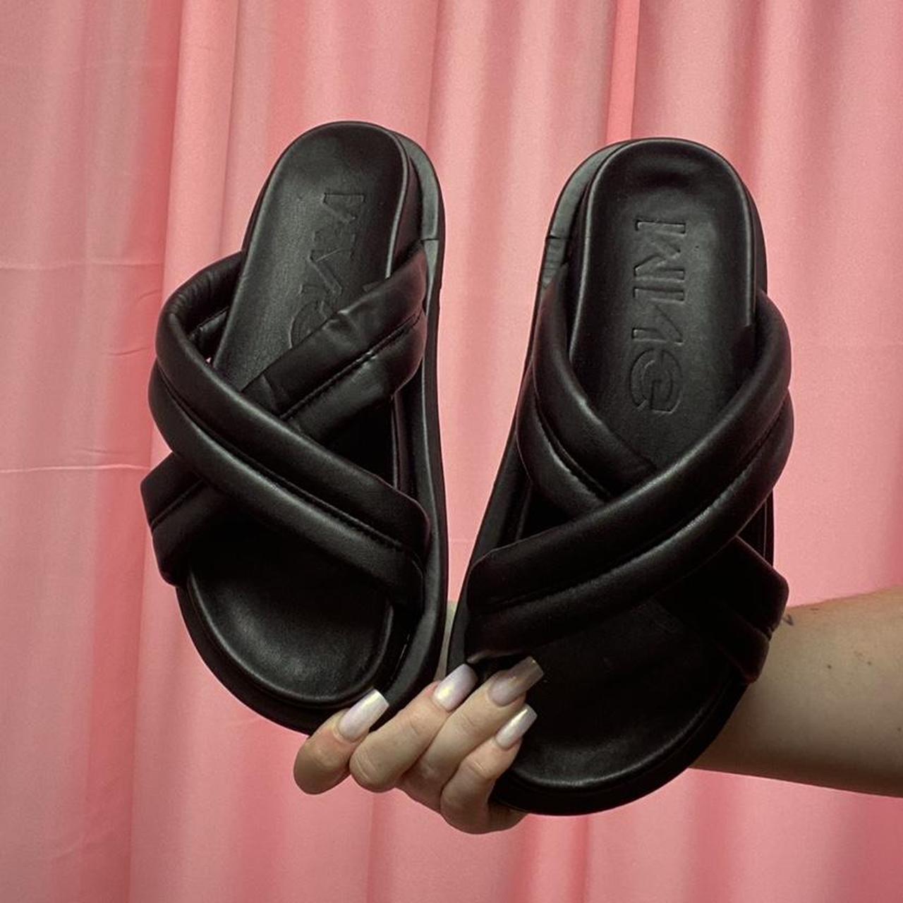 Mango Women's Black Slides | Depop