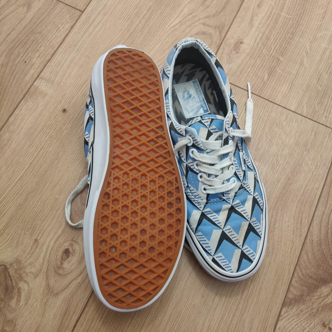 Funky vintage-style print #Vans in blue and white... - Depop