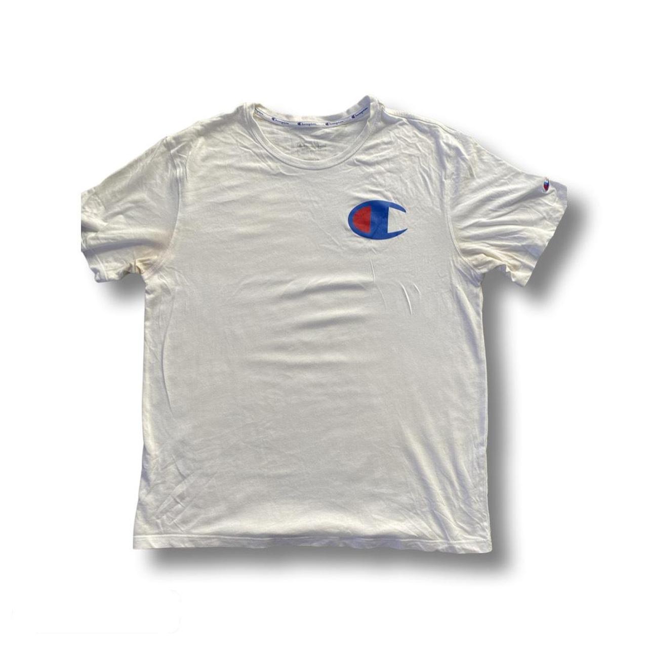 Champion logo white T shirt - Mens size Large -... - Depop