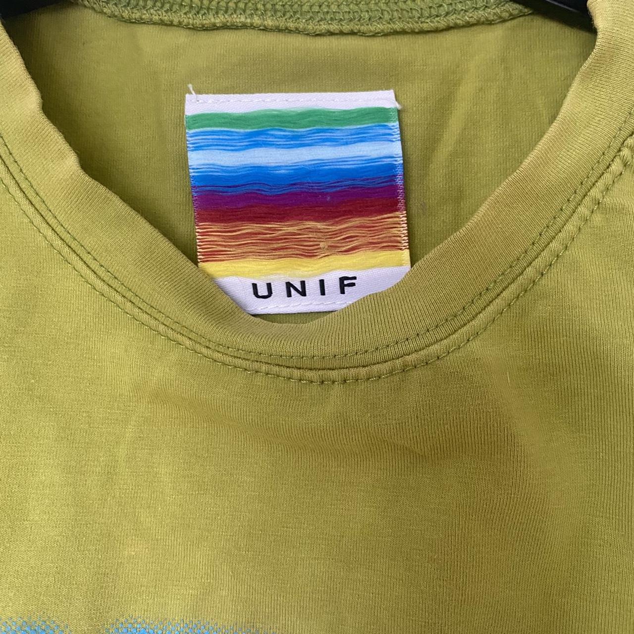 green unif t shirt with logo and checkerboard... - Depop