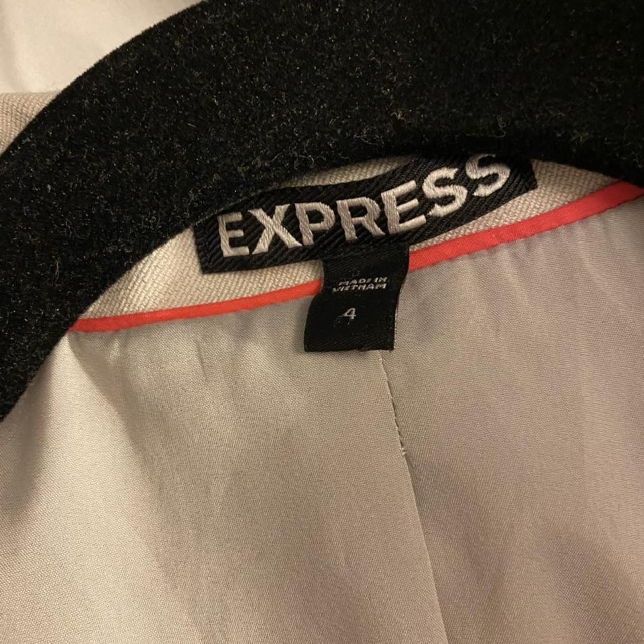 Express blazer, size 4. Cream color with neon pink... - Depop