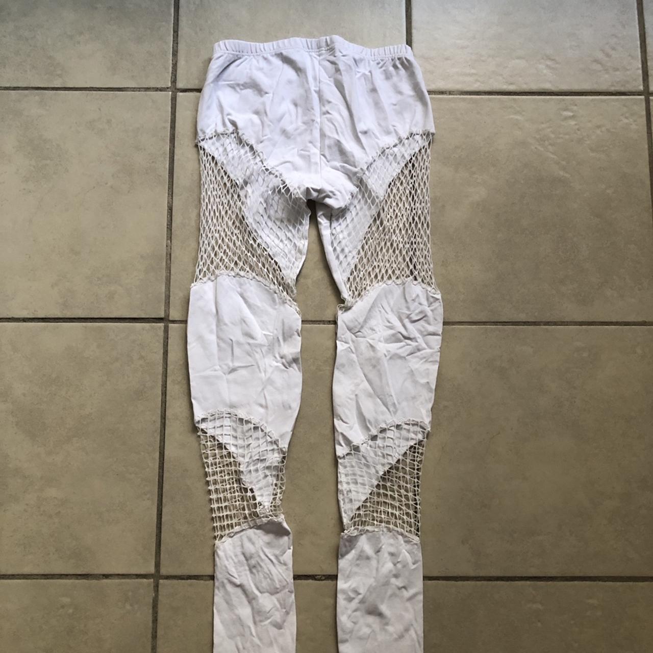 YRU white mesh leggings super stretchy low... - Depop