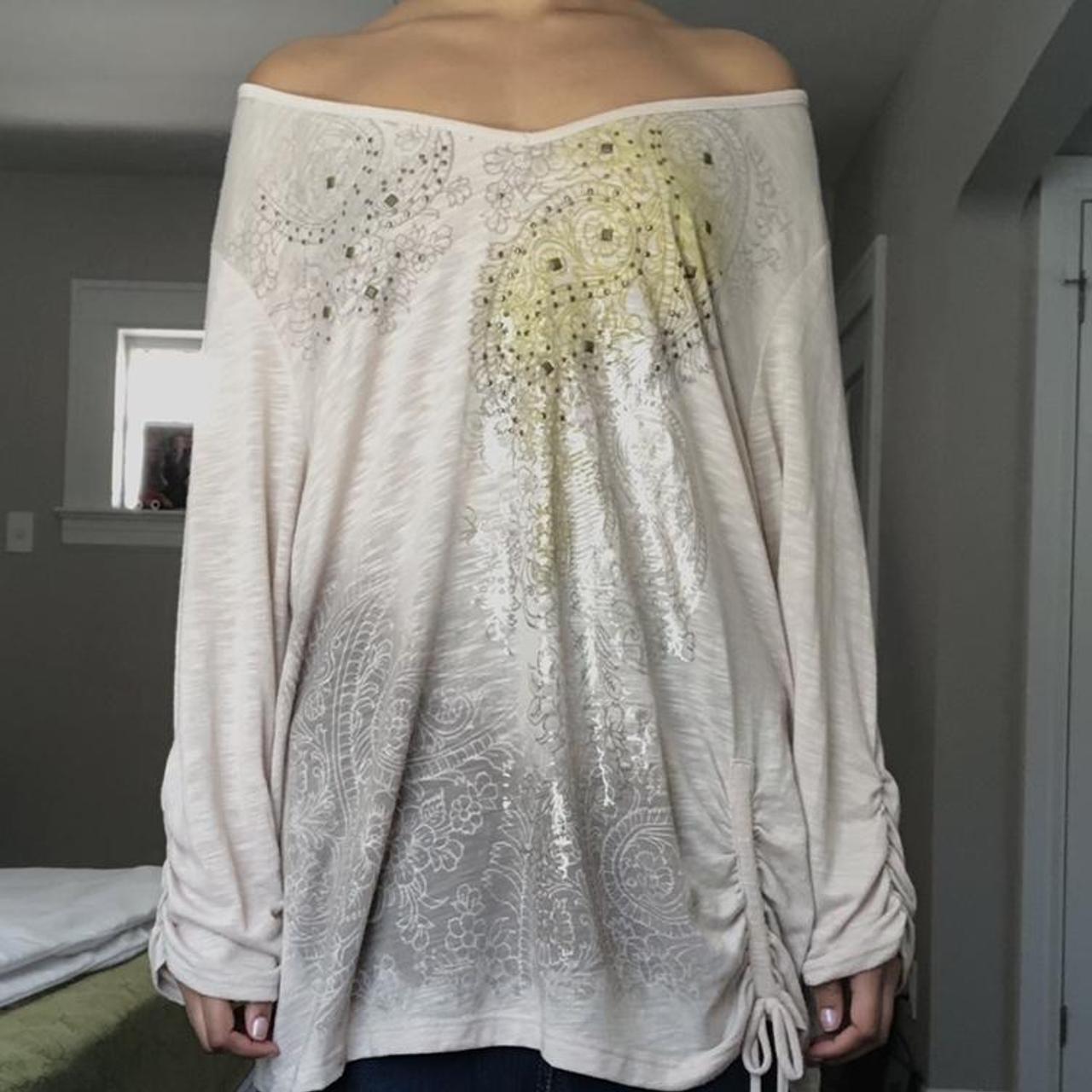 Off the shoulder, y2k rhinestone top💎💛 Silver and... - Depop