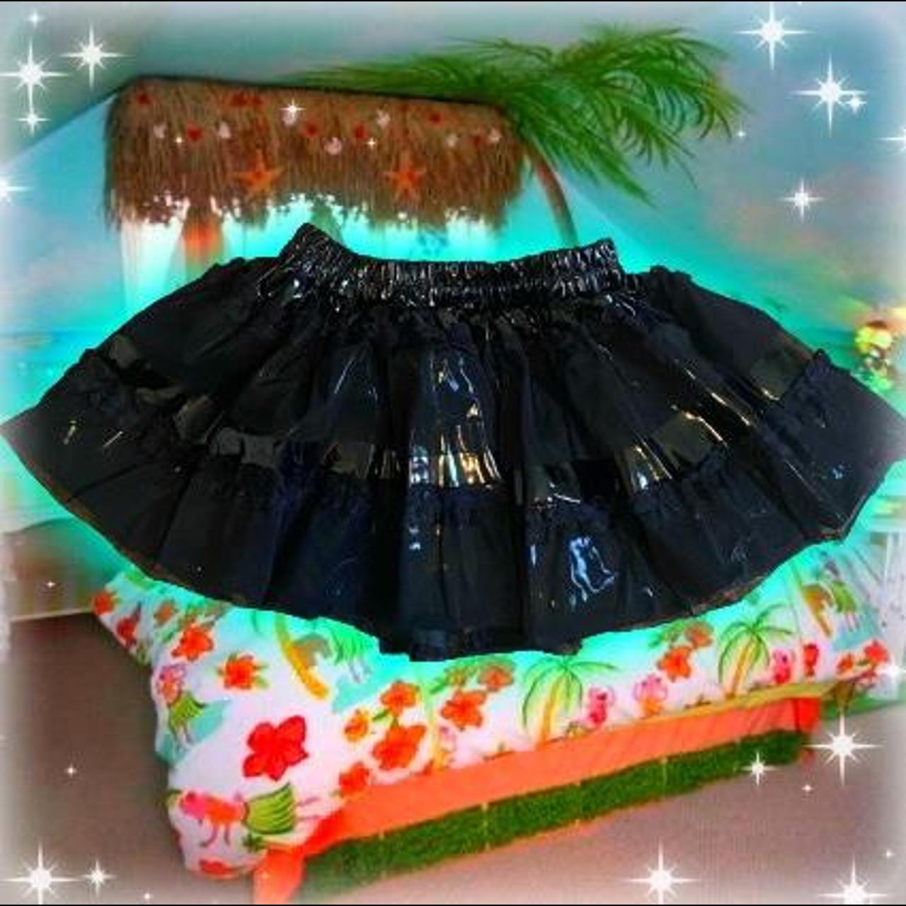 gothic black PVC leather mesh ruffle mini skirt... - Depop