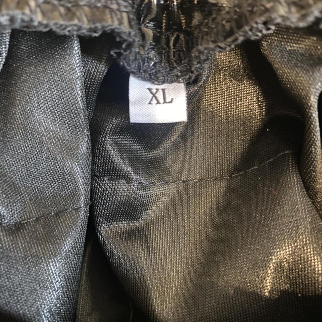 gothic black PVC leather mesh ruffle mini skirt... - Depop