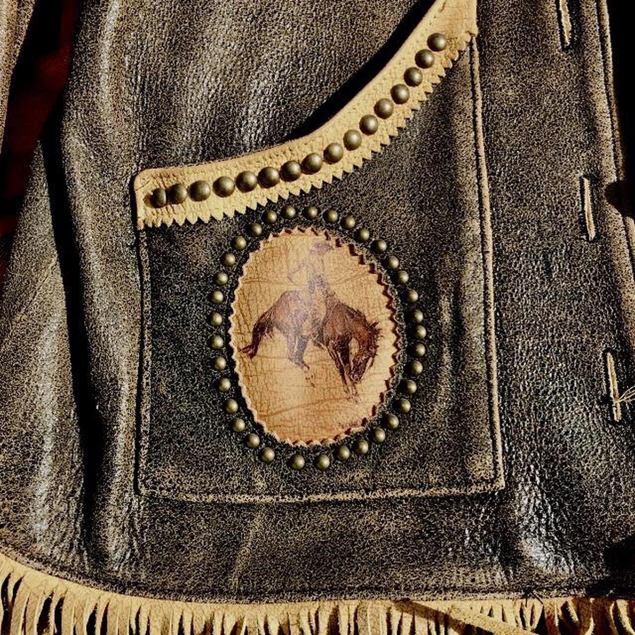 Double d ranch Leather bronco riding jacket With... | Depop