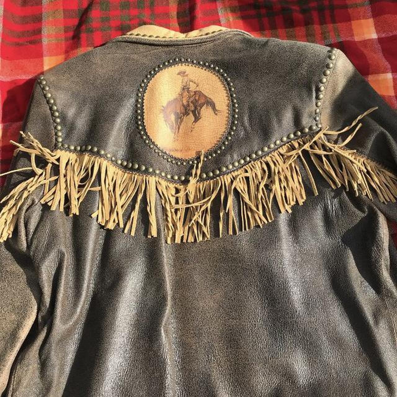 Double d ranch Leather bronco riding jacket With... | Depop