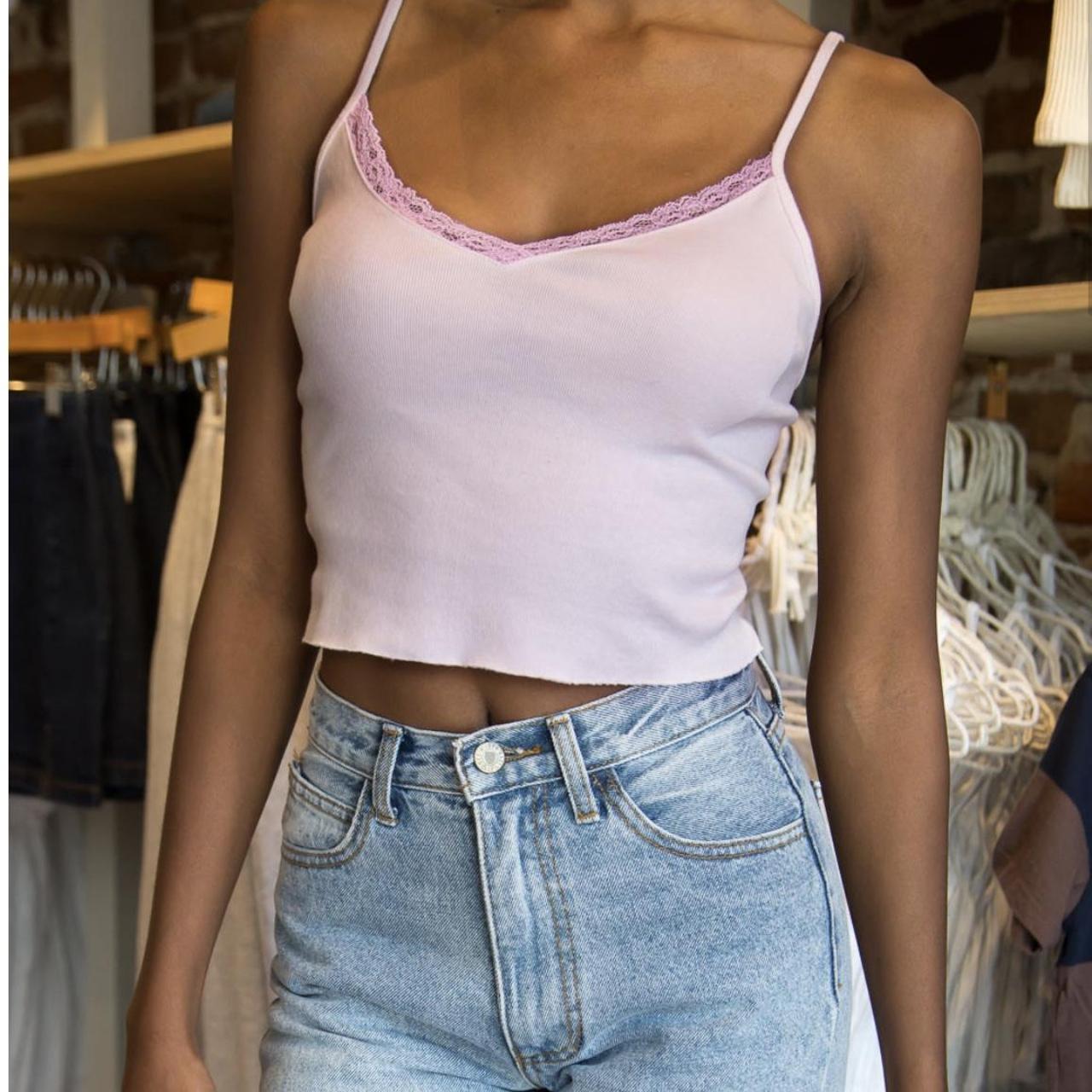 Brandy Melville pink nicolette tank worn once wld... - Depop
